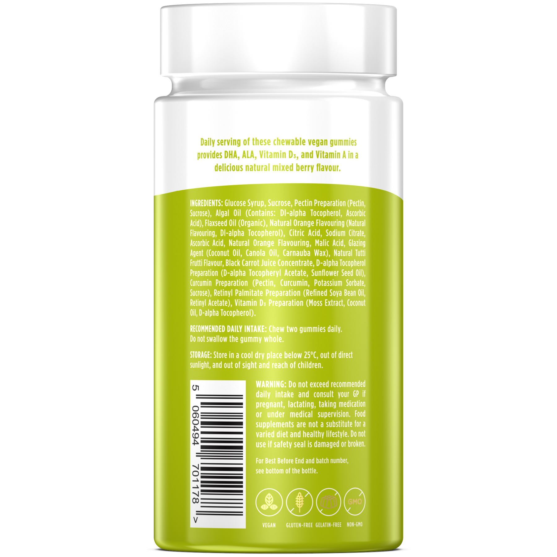 Vegan Omega 3 Gummies, Algae-Derived DHA & ALA - Wellgard