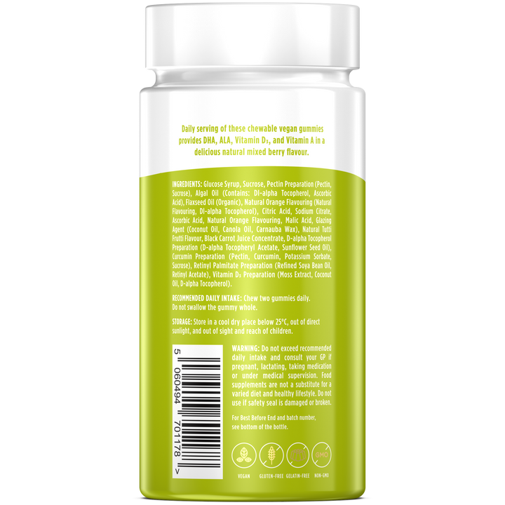 Vegan Omega 3 Gummies, Algae-Derived DHA & ALA - Wellgard